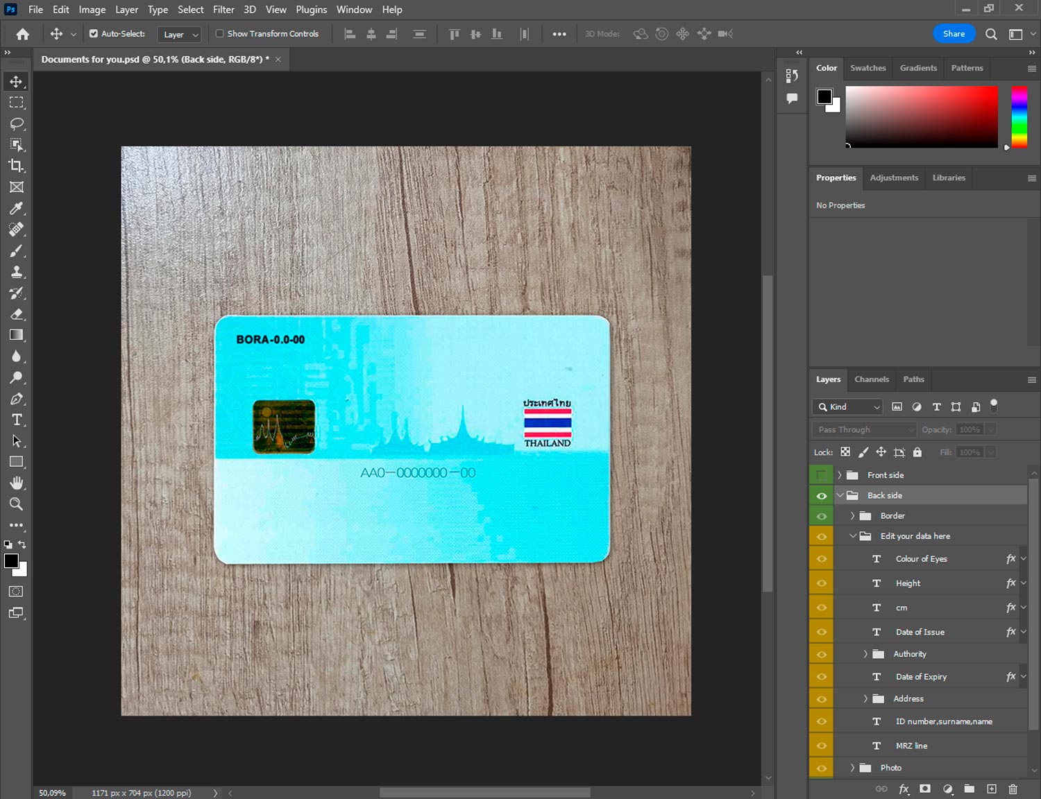 Thailand Identity Card Template | Editable PSD Layout