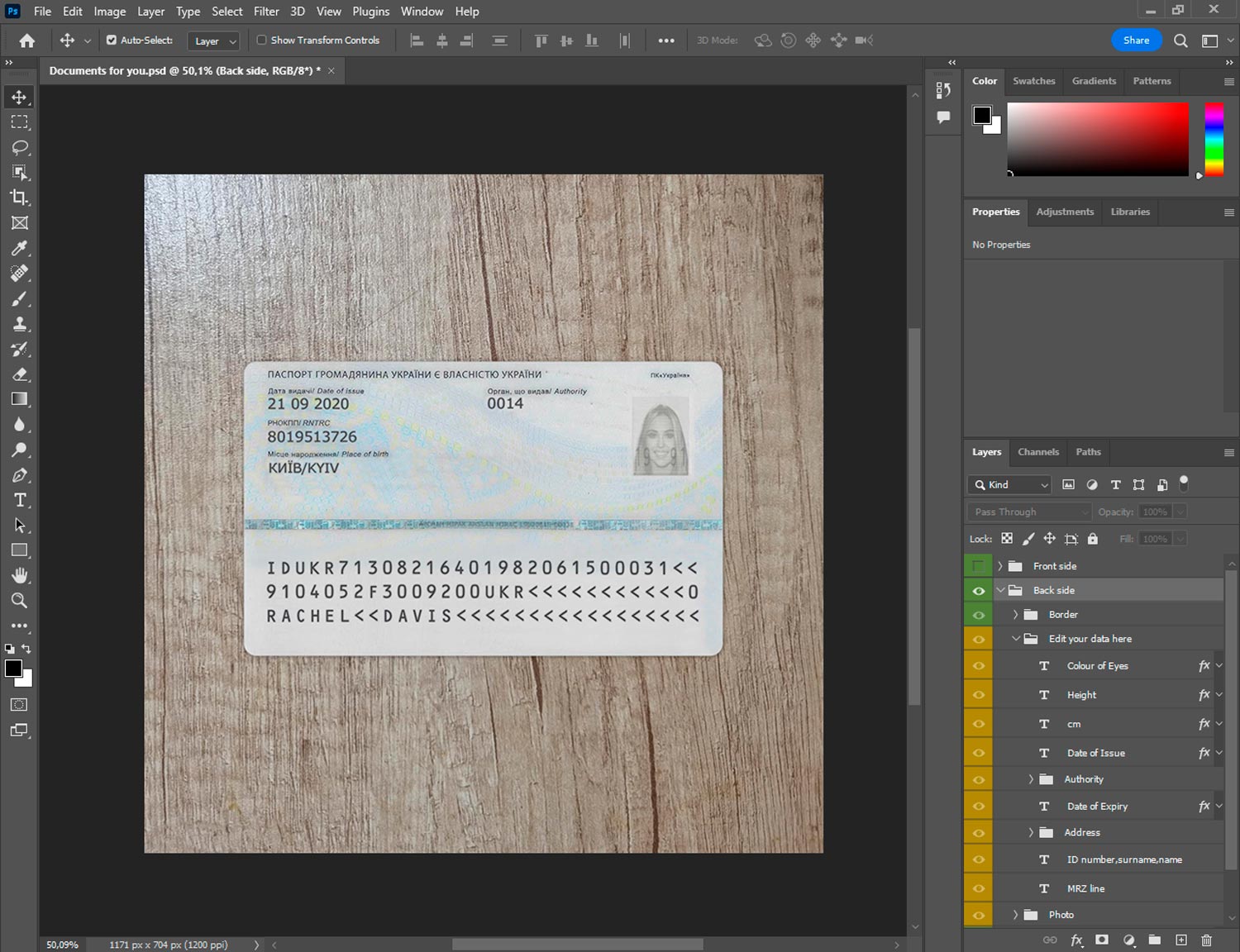 Ukraine ID Card Template | Editable Digital Version