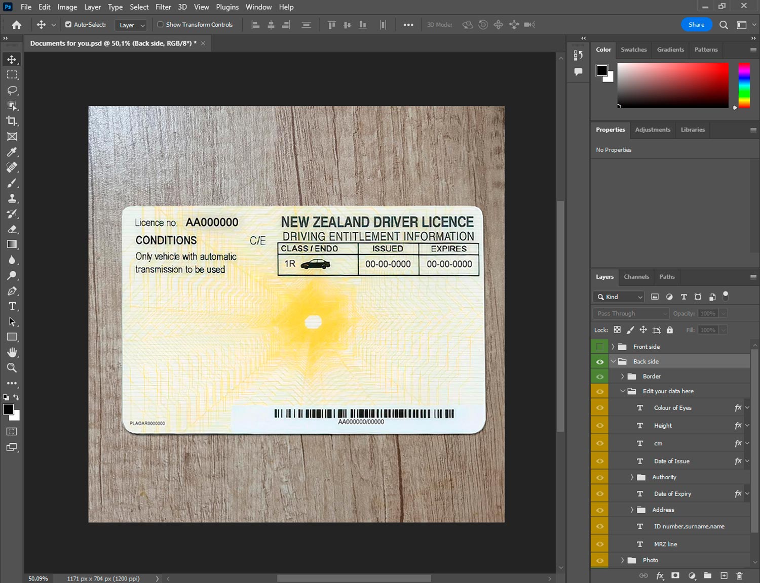 Editable New Zealand ID Card | Digital PSD + JPEG Files