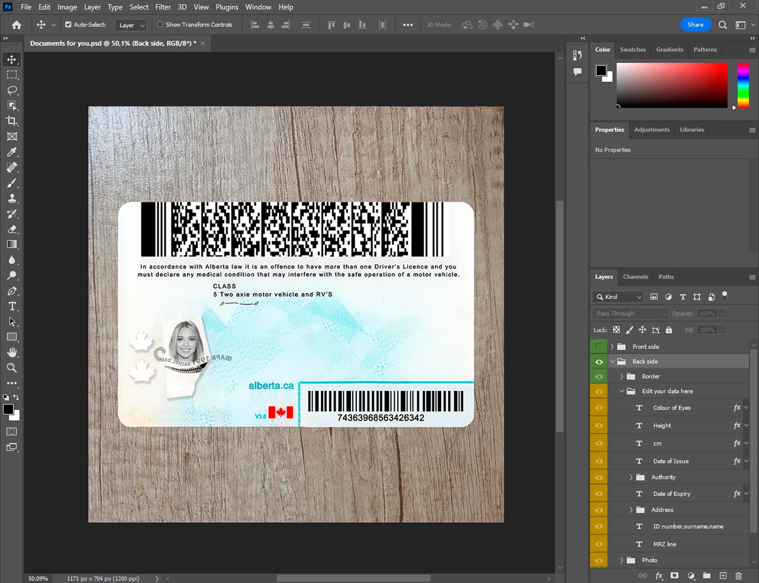 Editable Canada Alberta Driver License Template – Modern Design