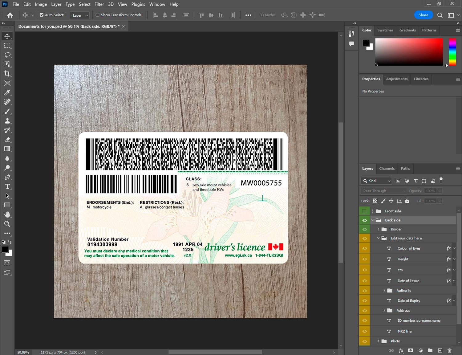 Editable Canada Saskatchewan Driving License Template | 2025 Update