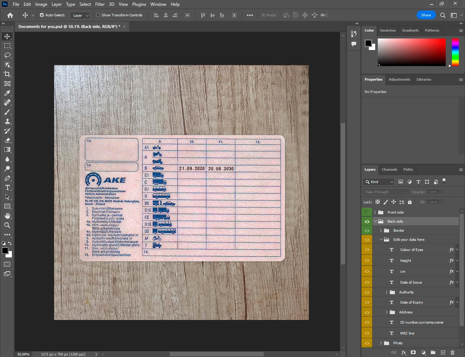 Editable Finland Driver License PSD – Ready to Print