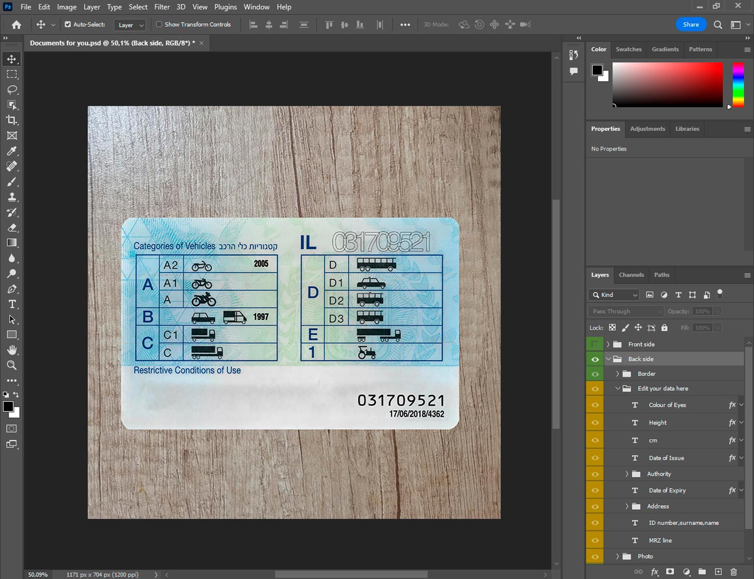 Realistic Israel DL Template – Editable File Format