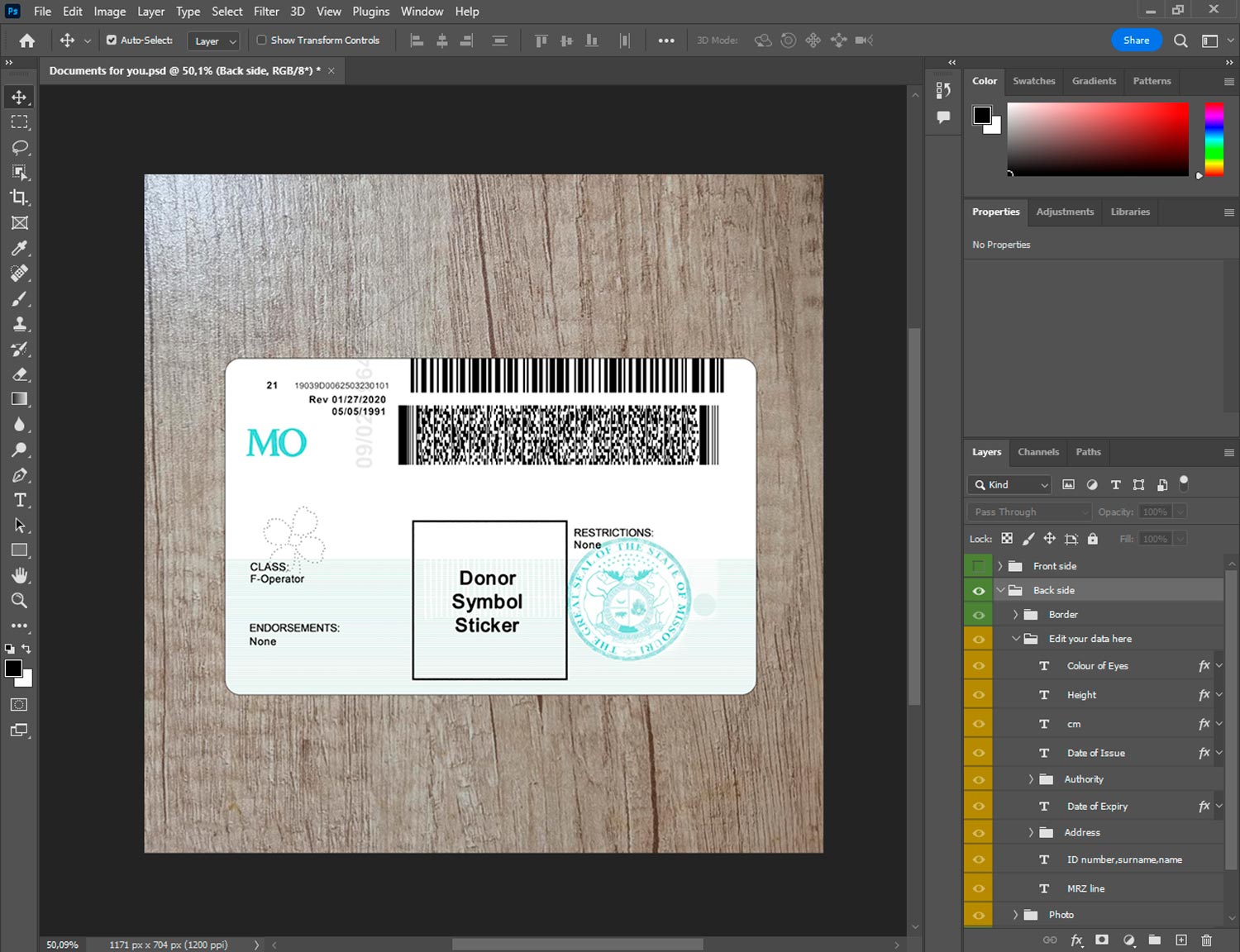 Missouri Driver License Template PSD – Realistic Editable ID for ...