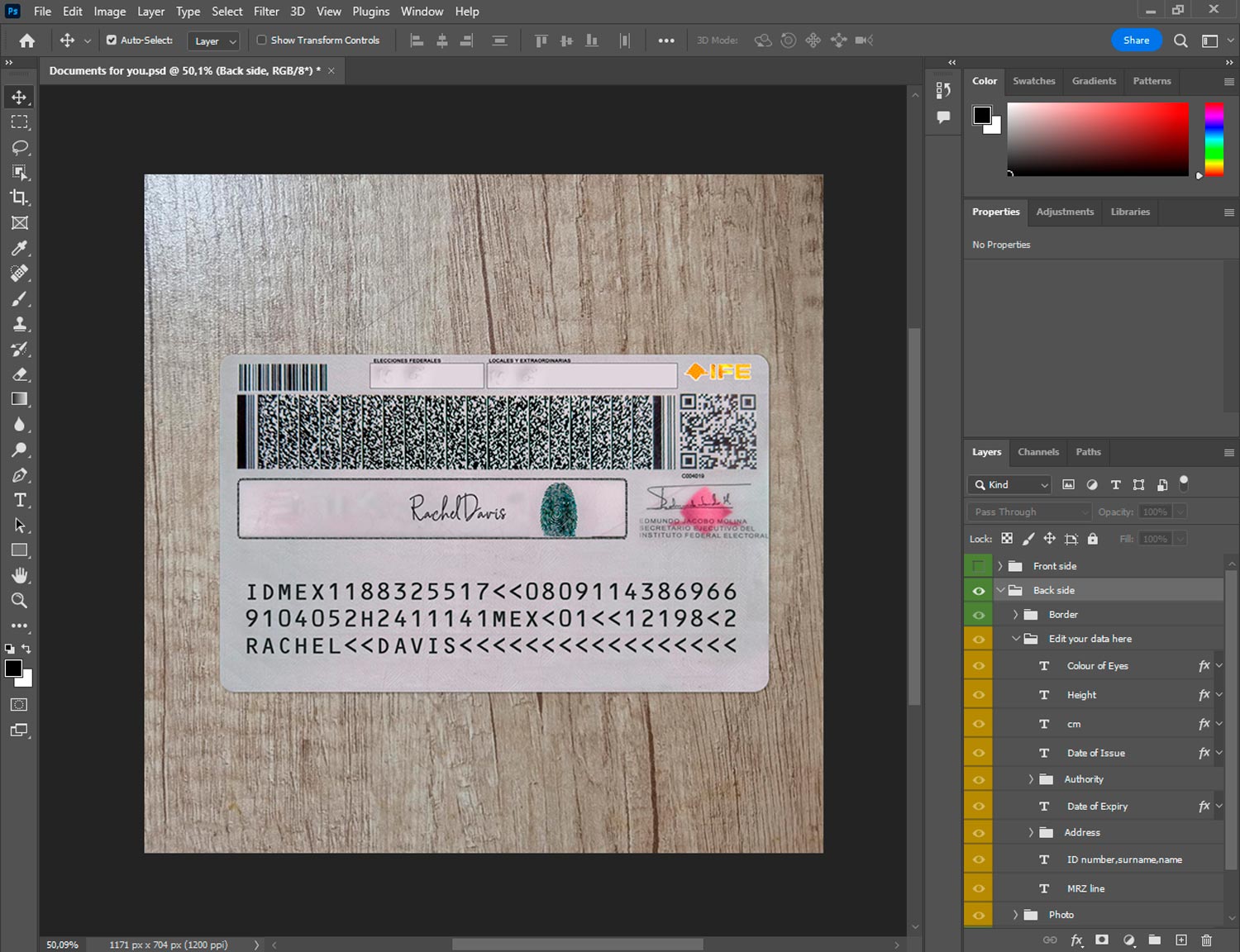 Editable Mexico ID Card Template | High-Quality Layout