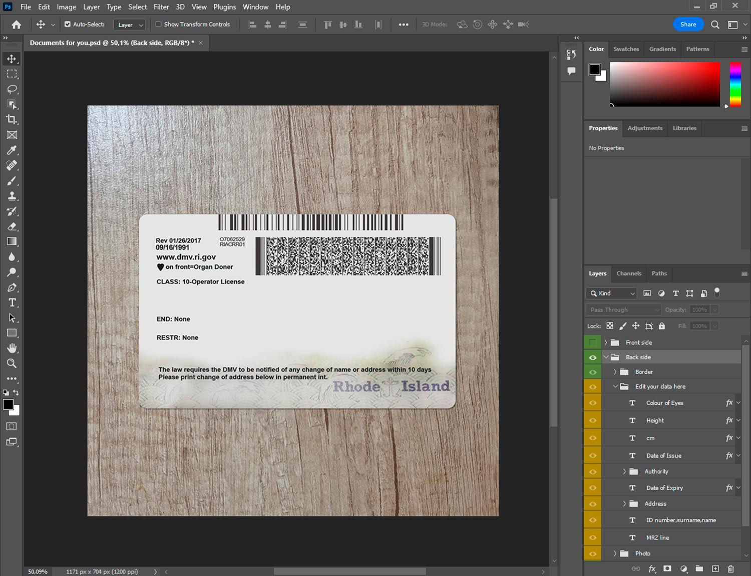 Rhode Island Driver License Template PSD – Editable Boutique ID for ...