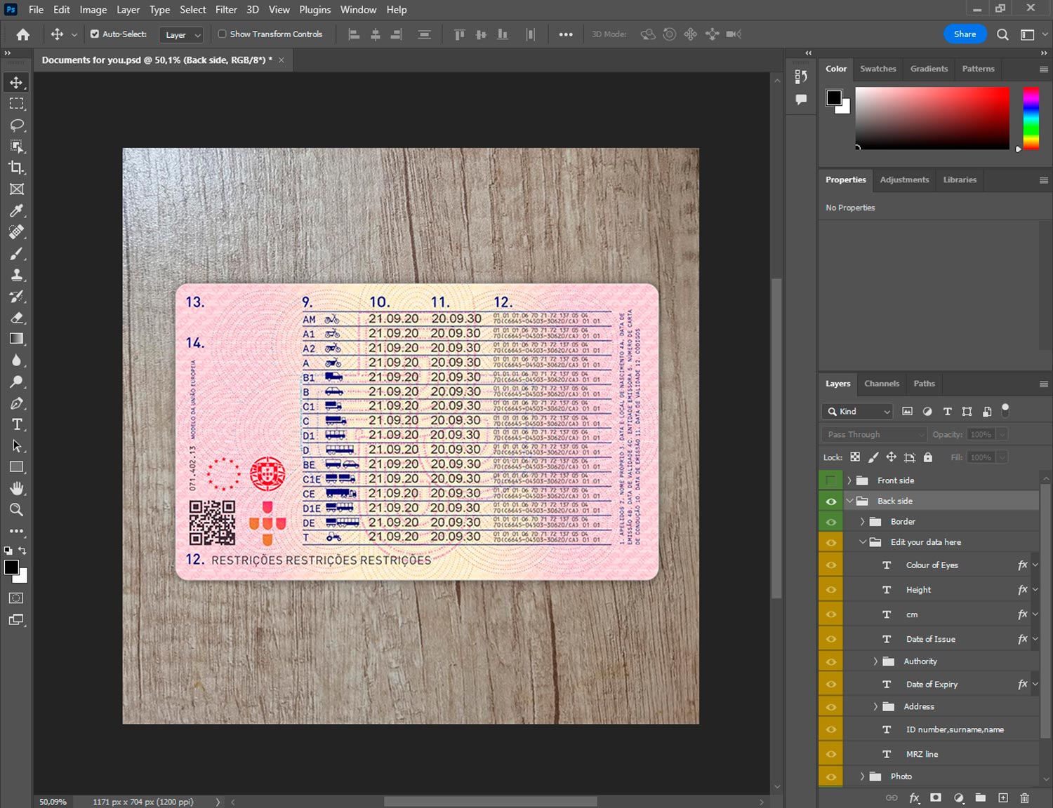 Editable Portugal DL Template | Digital PSD Mock