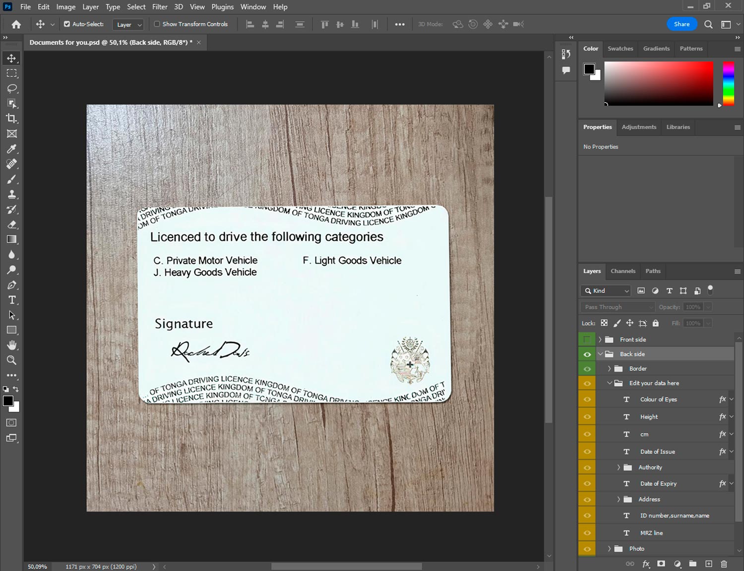 Editable Republic of Tonga Driver License Template – PSD Format