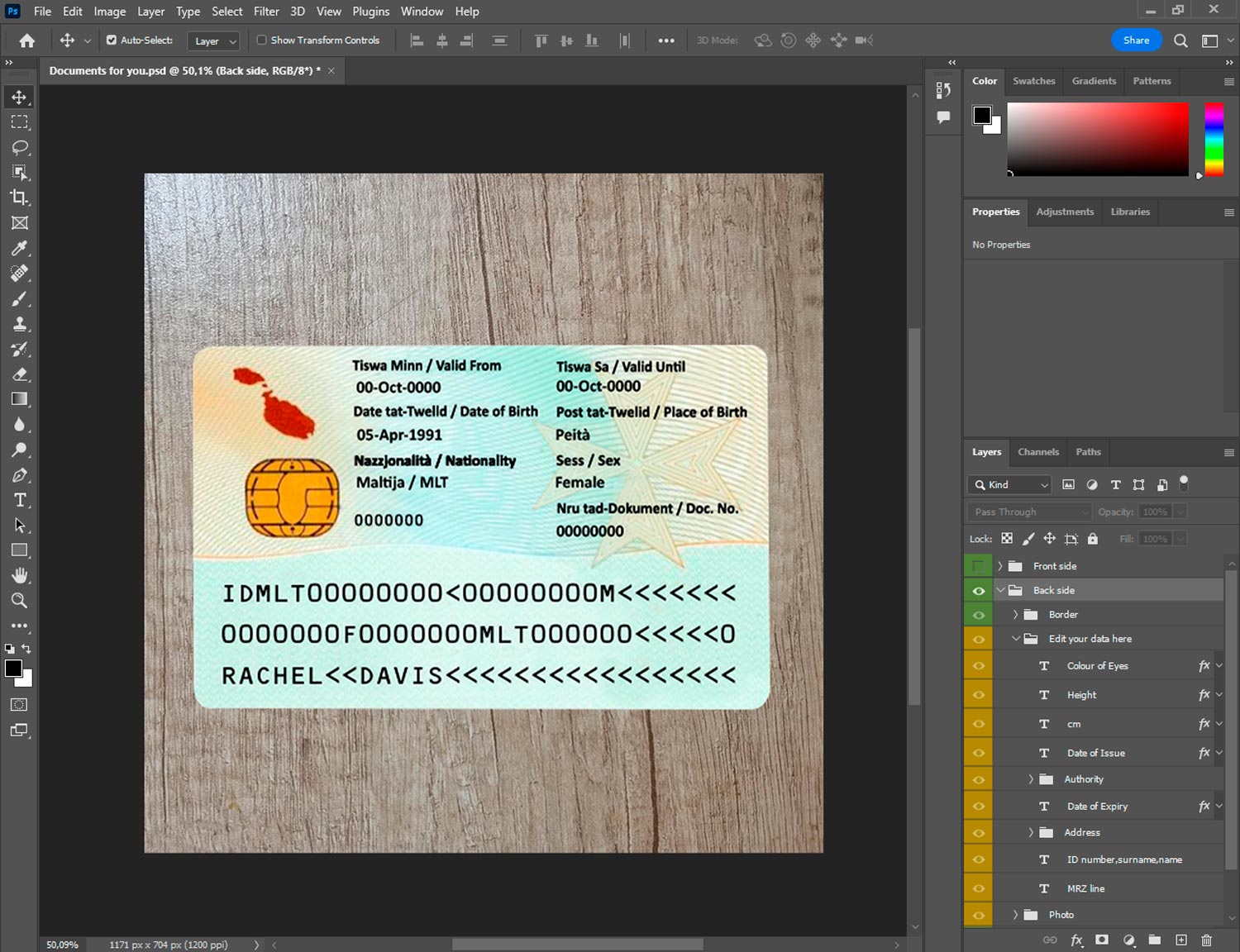 Malta ID Template | Realistic Editable PSD Format