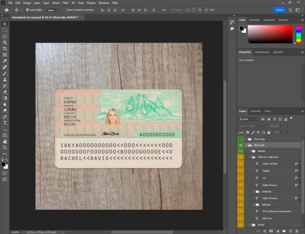 Printable Kenya ID Card Template | Editable Mock-Up