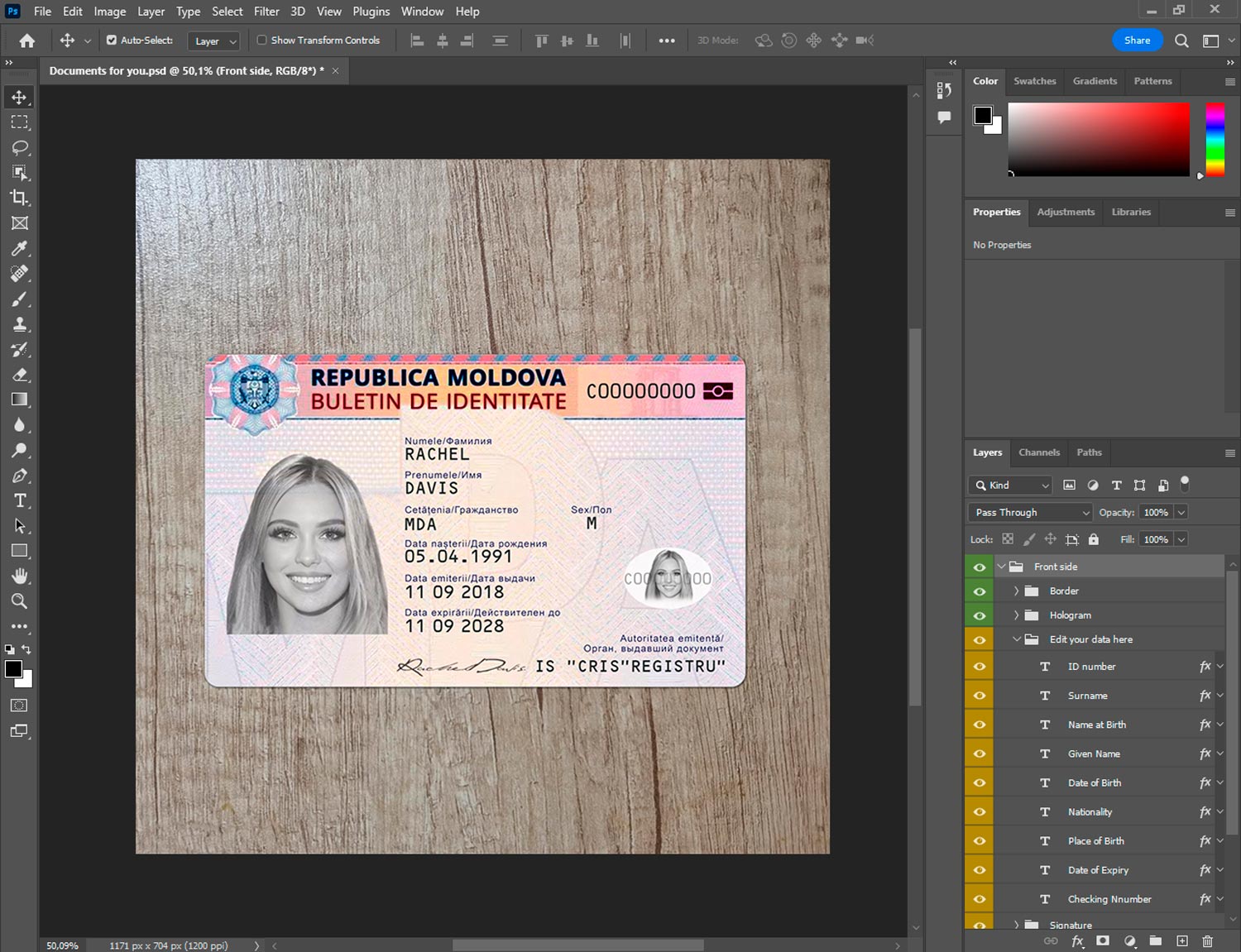 Moldova Editable ID Card | Layered PSD Format 2025