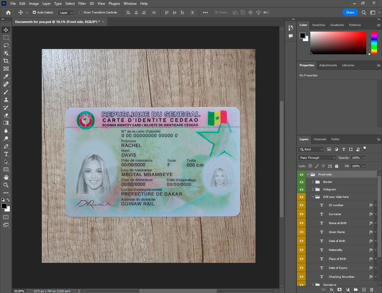Senegal Editable ID Card Template | Print-Ready Design