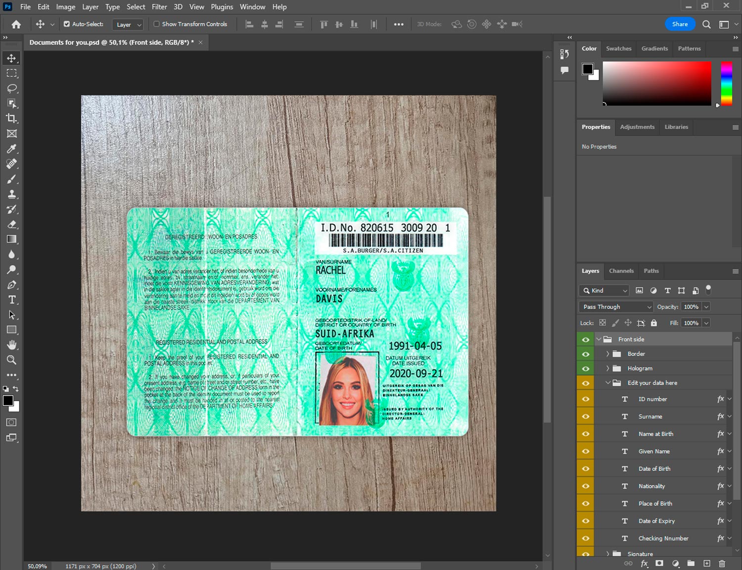 South Africa ID Card PSD | Editable & High-Resolution Format