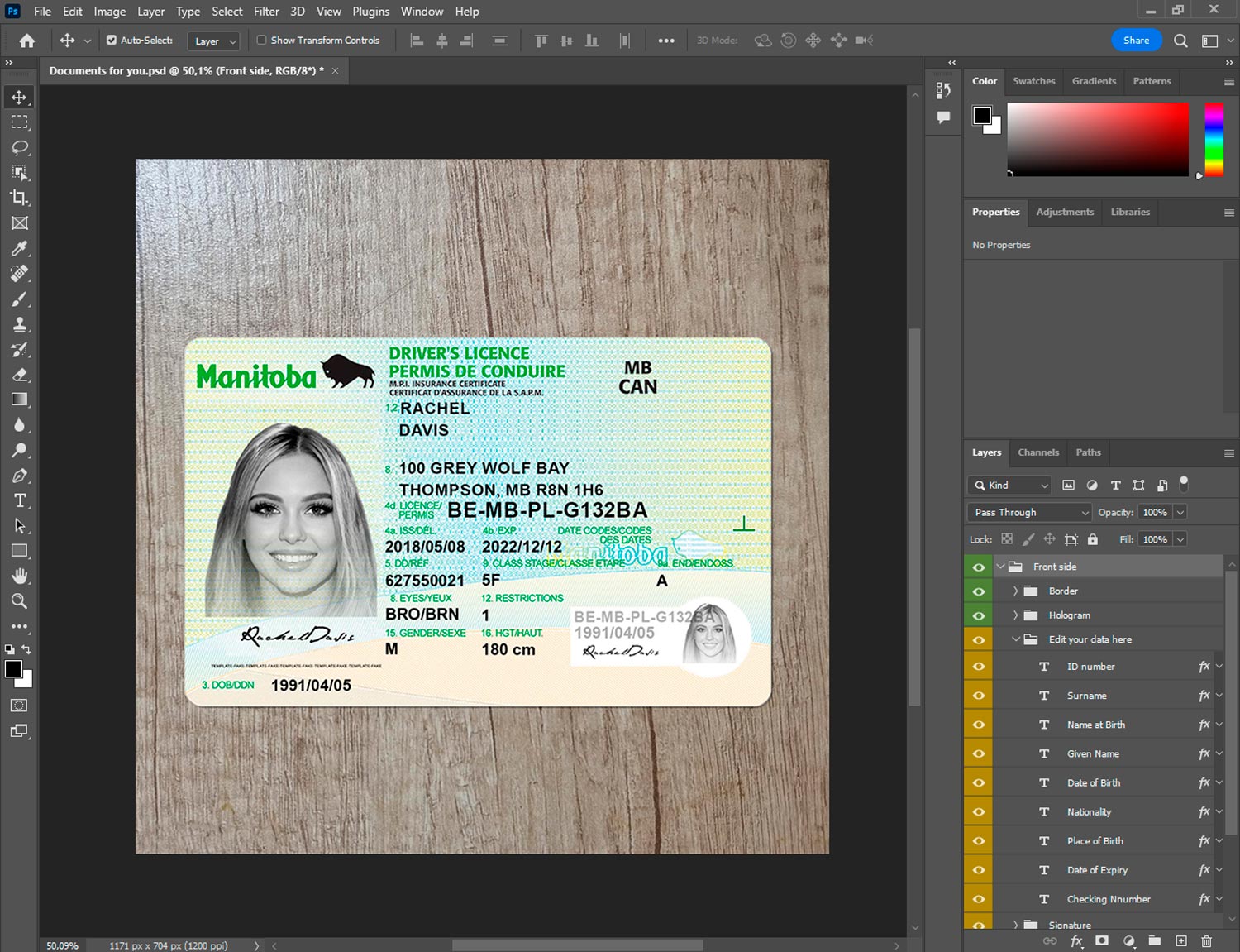 Canada Manitoba Driver License Template PSD | Editable Download