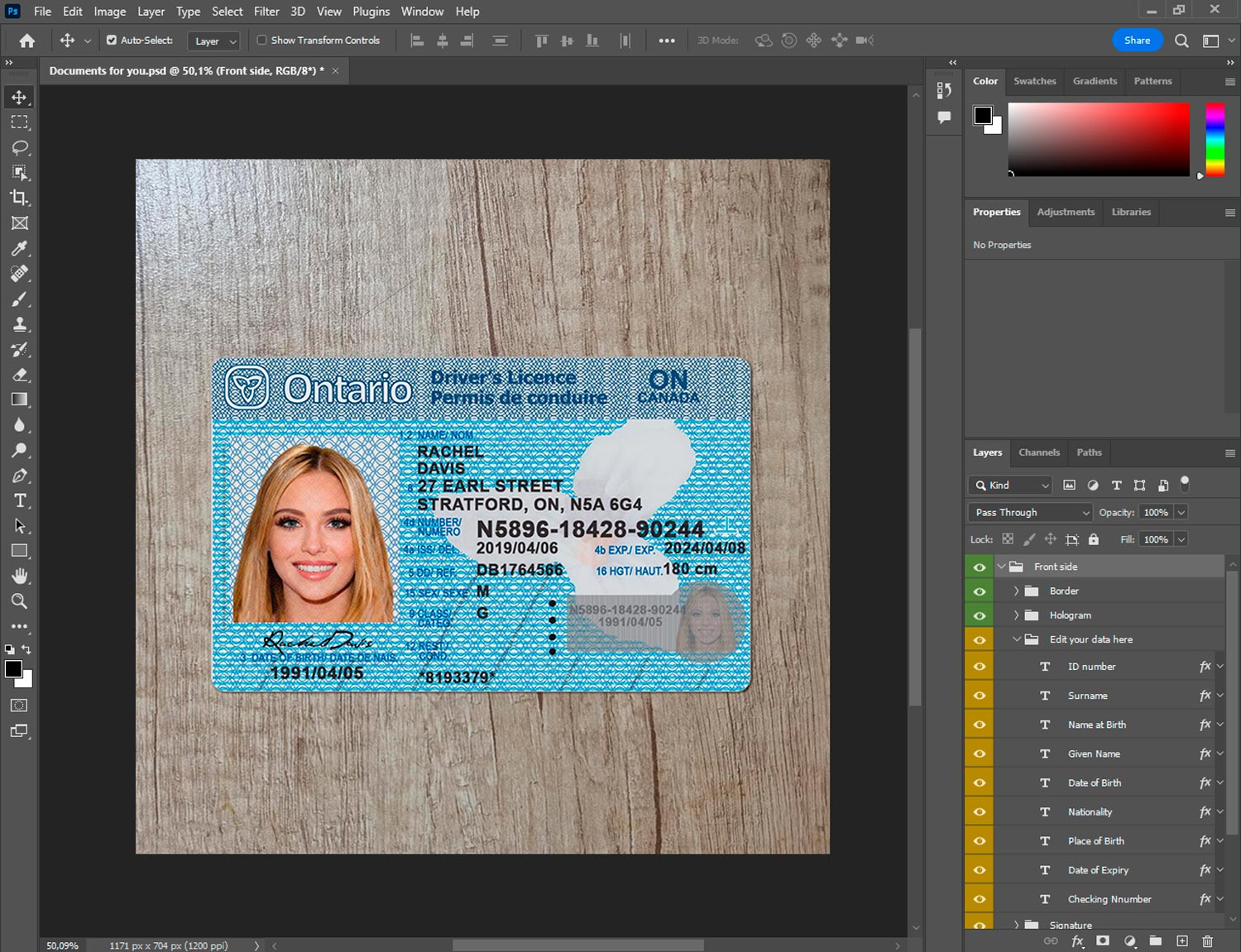 Canada Ontario Editable DL PSD Template – Professional Layout