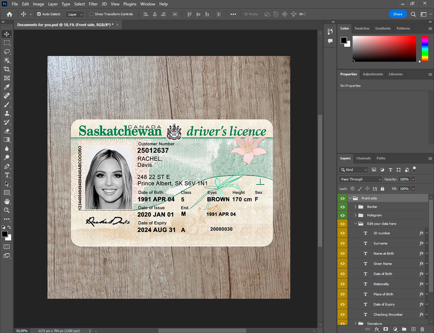 Editable Canada Saskatchewan Driving License Template | 2025 Update