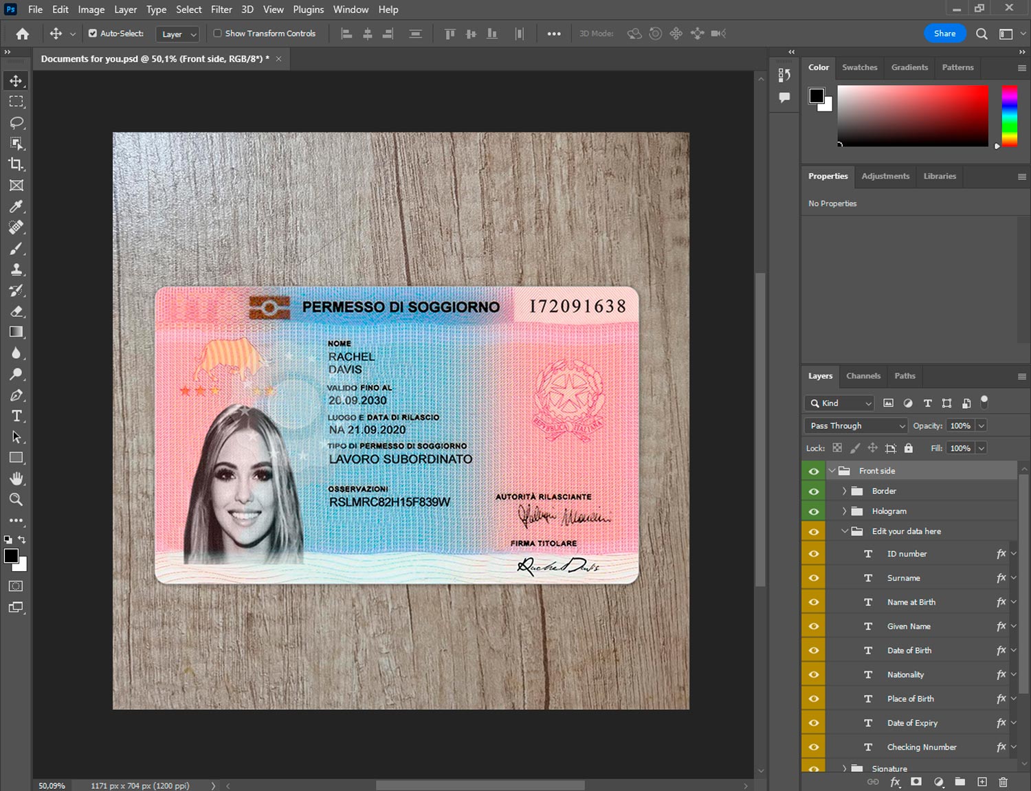 Editable Italy Residence permit Template | Ready-to-Use Digital File