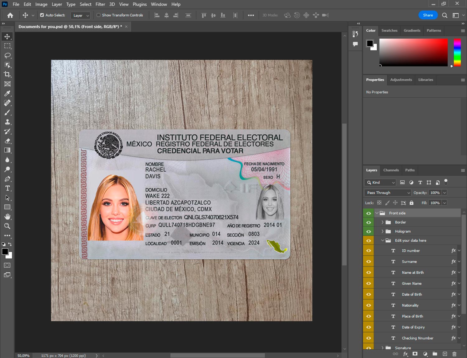Editable Mexico ID Card Template | High-Quality Layout