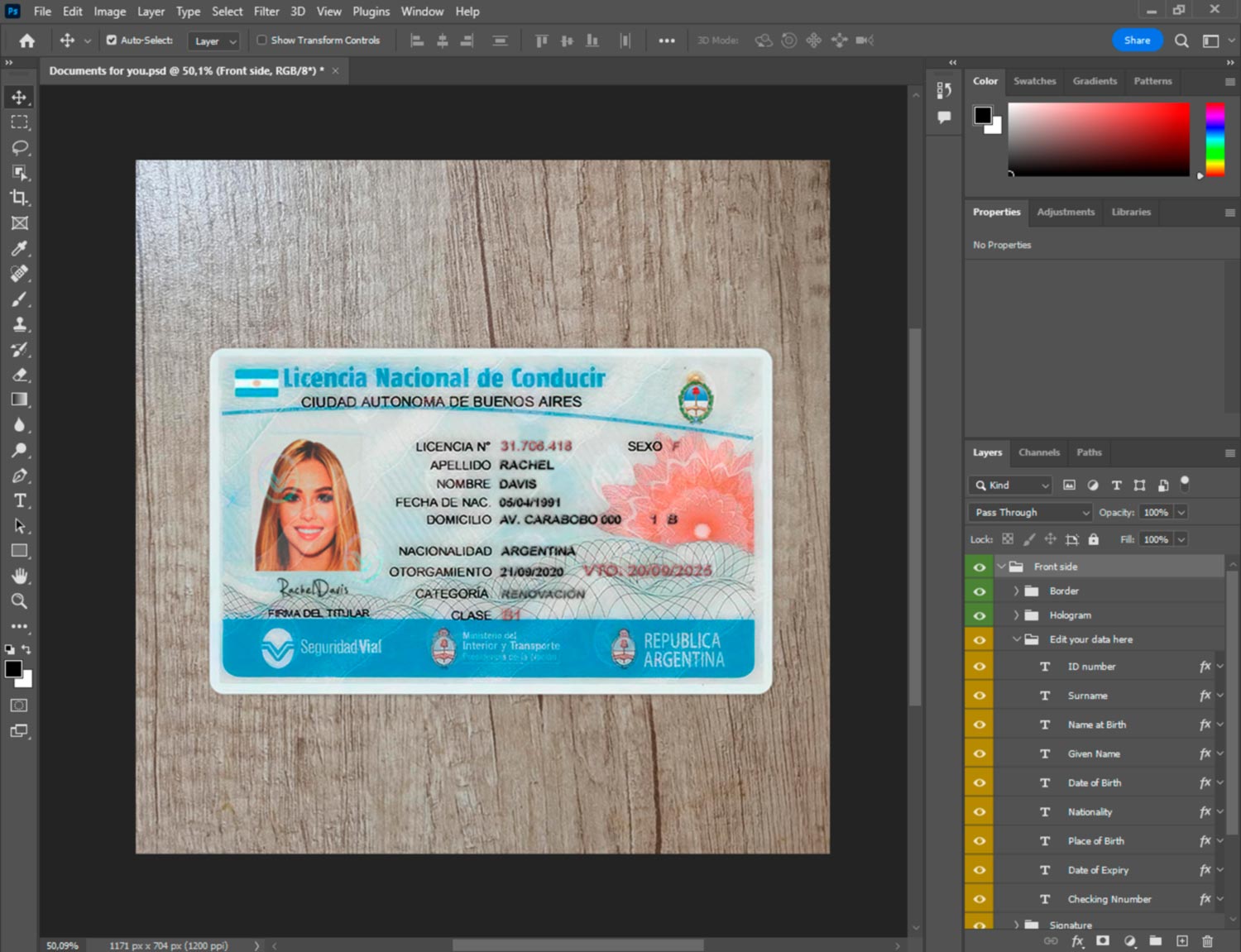 Argentina Driver License template