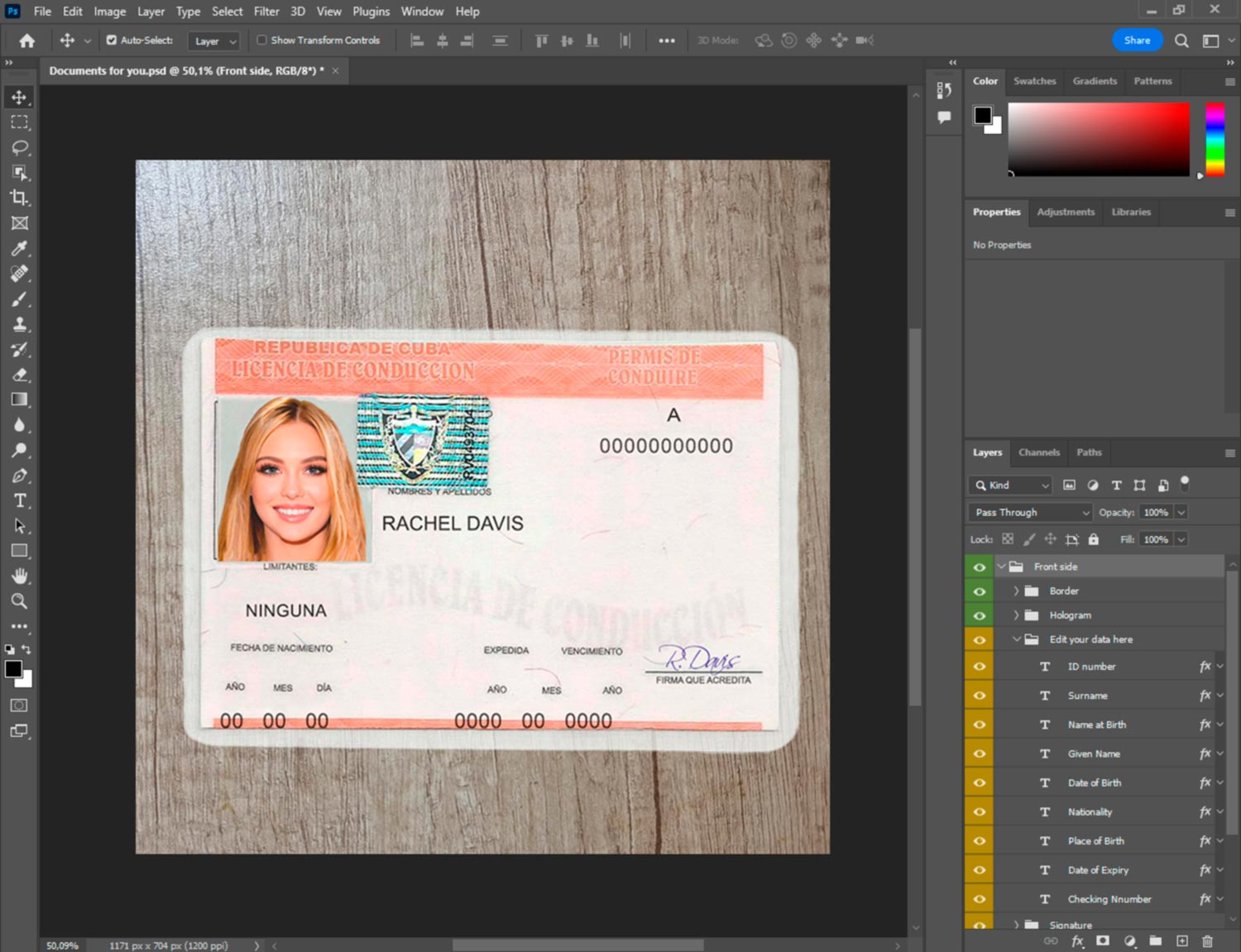 Editable Cuba Driver License Template | 2025 File