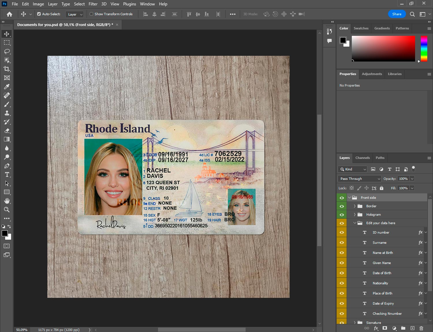 Rhode Island Driver License Template PSD – Editable Boutique ID for ...