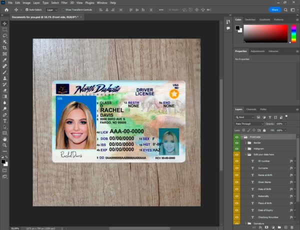 North Dakota Driver License Template PSD – Structured Editable ID for ...