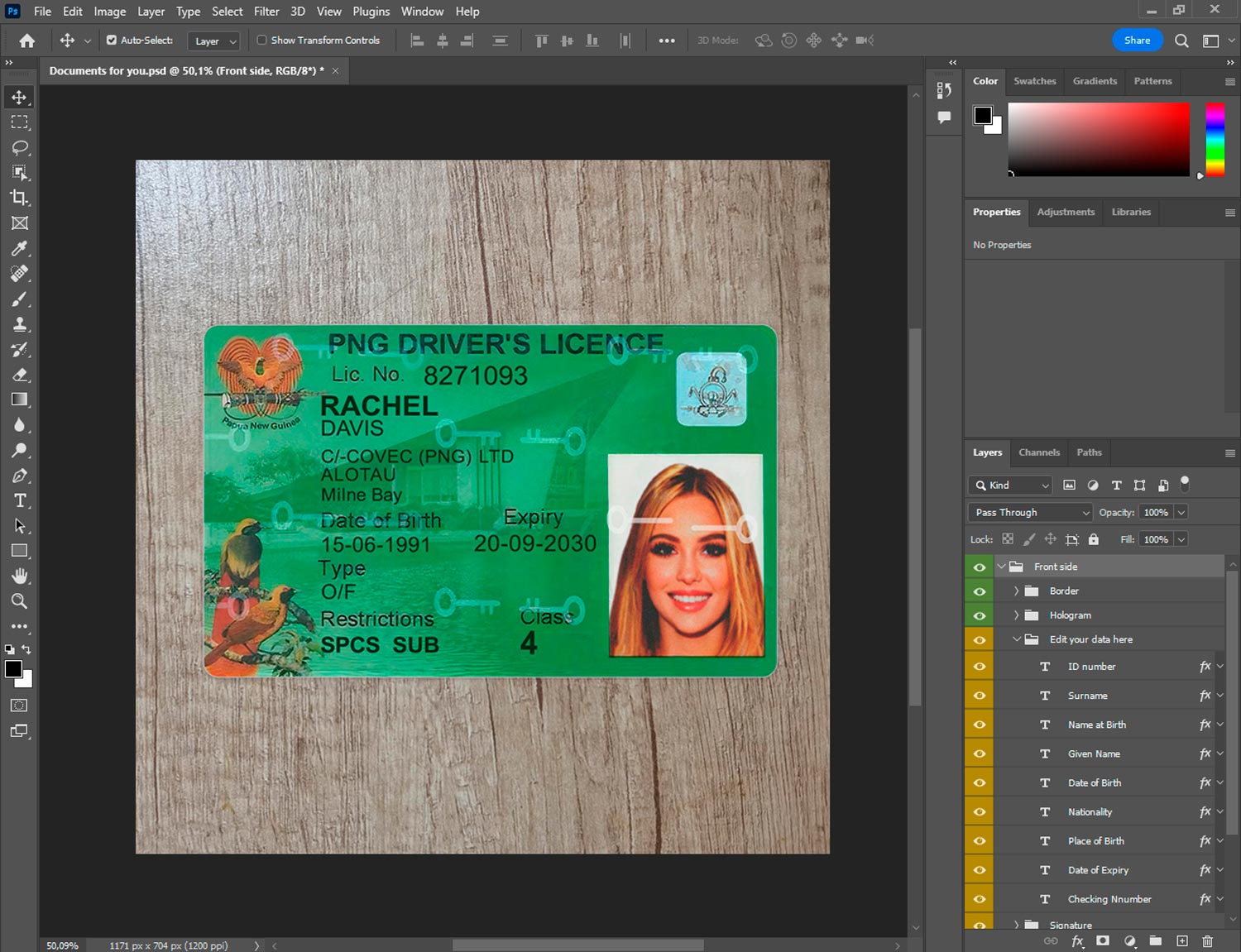 Papua New Guinea Driver License Template | Editable Mock Design