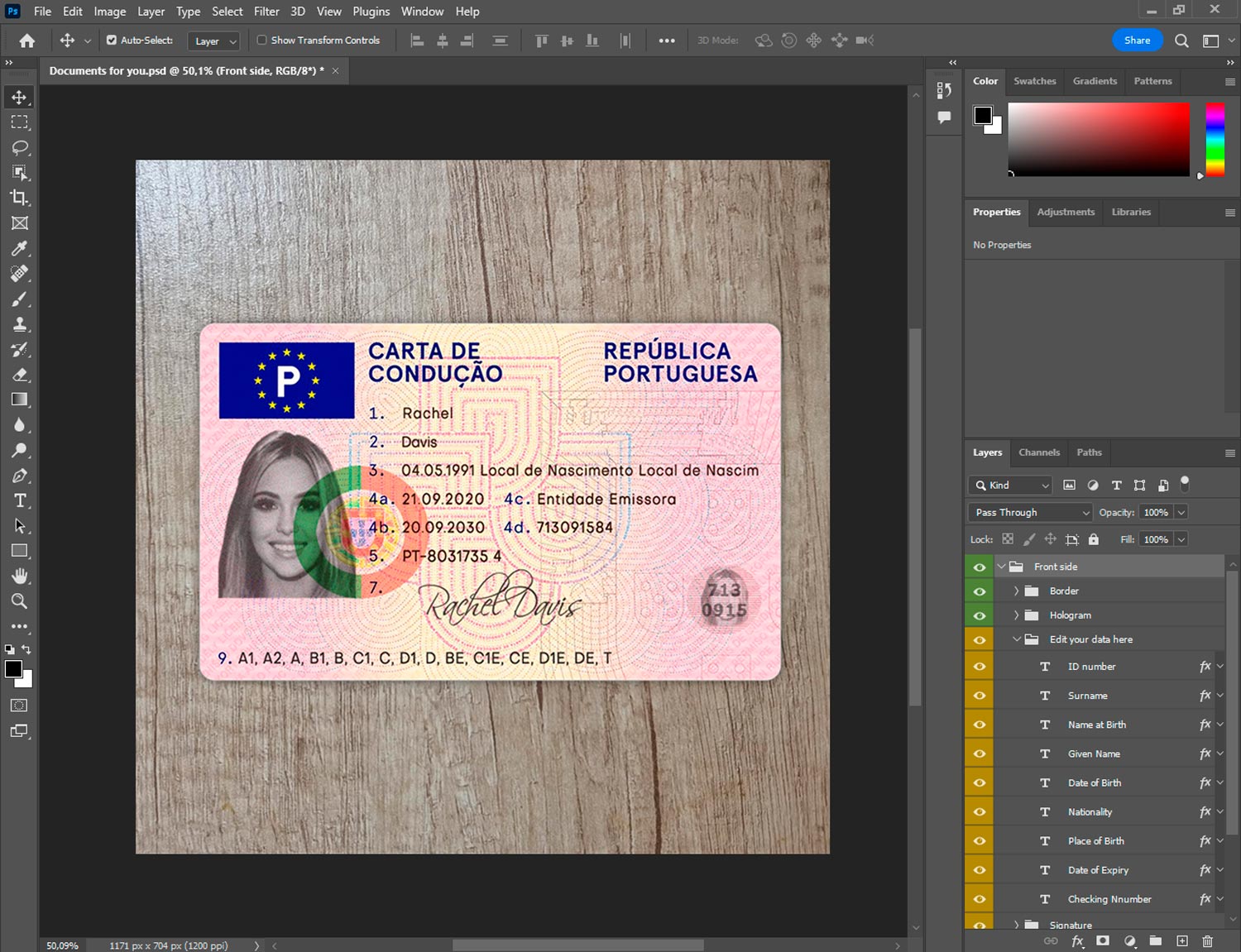 Editable Portugal DL Template | Digital PSD Mock