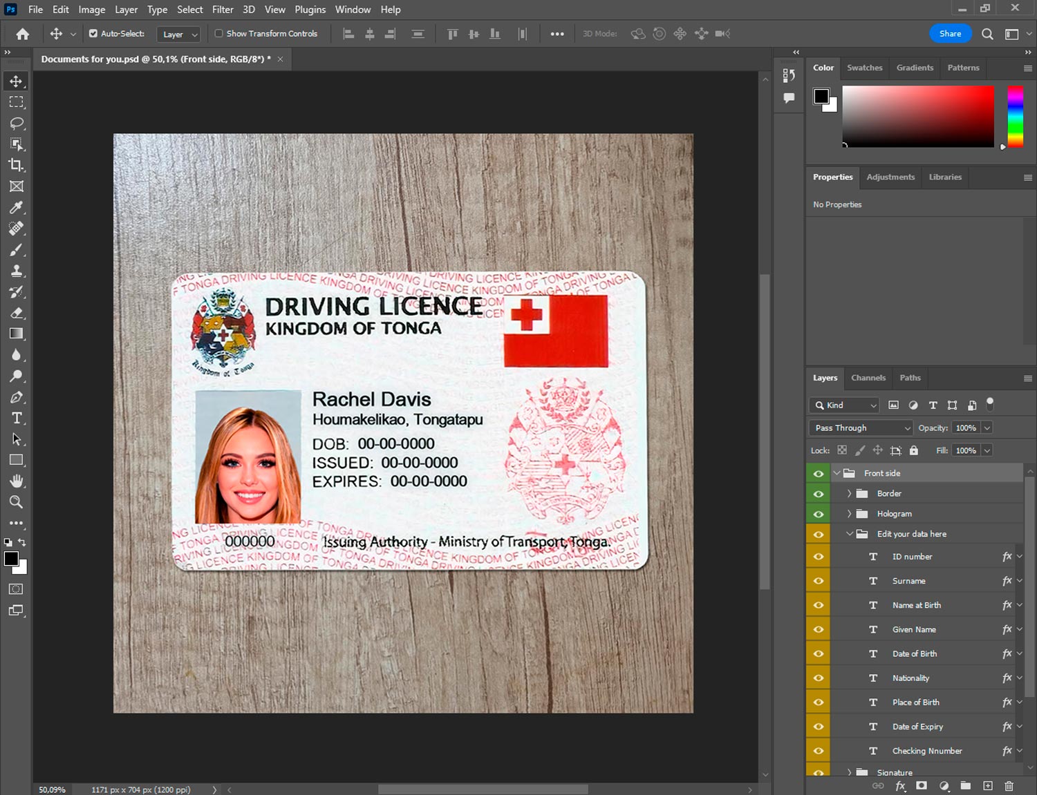 Editable Republic of Tonga Driver License Template – PSD Format