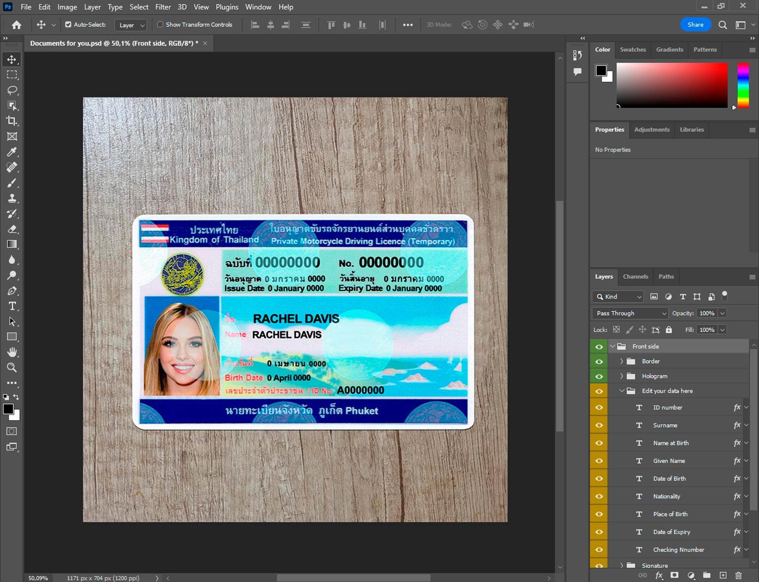 Thailand DL Template – Editable & Realistic PSD Format