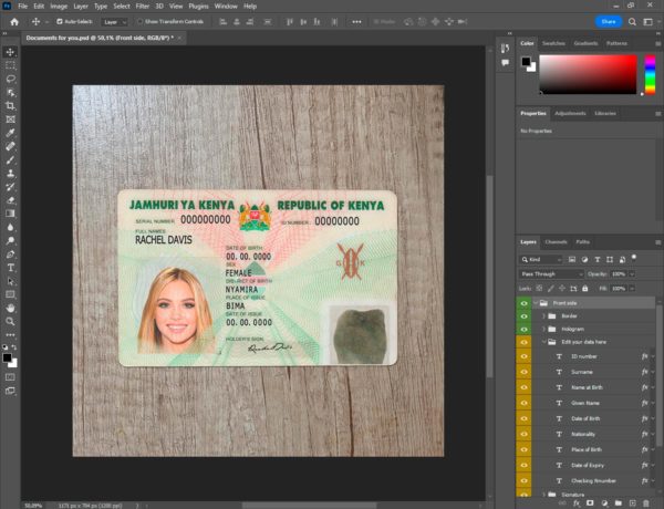 Printable Kenya ID Card Template | Editable Mock-Up