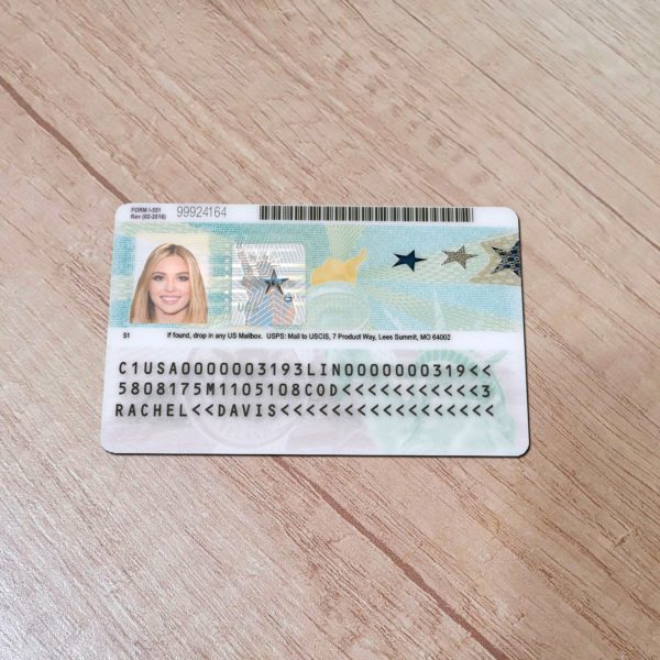 Green Card template PSD Mockup - permanent resident card