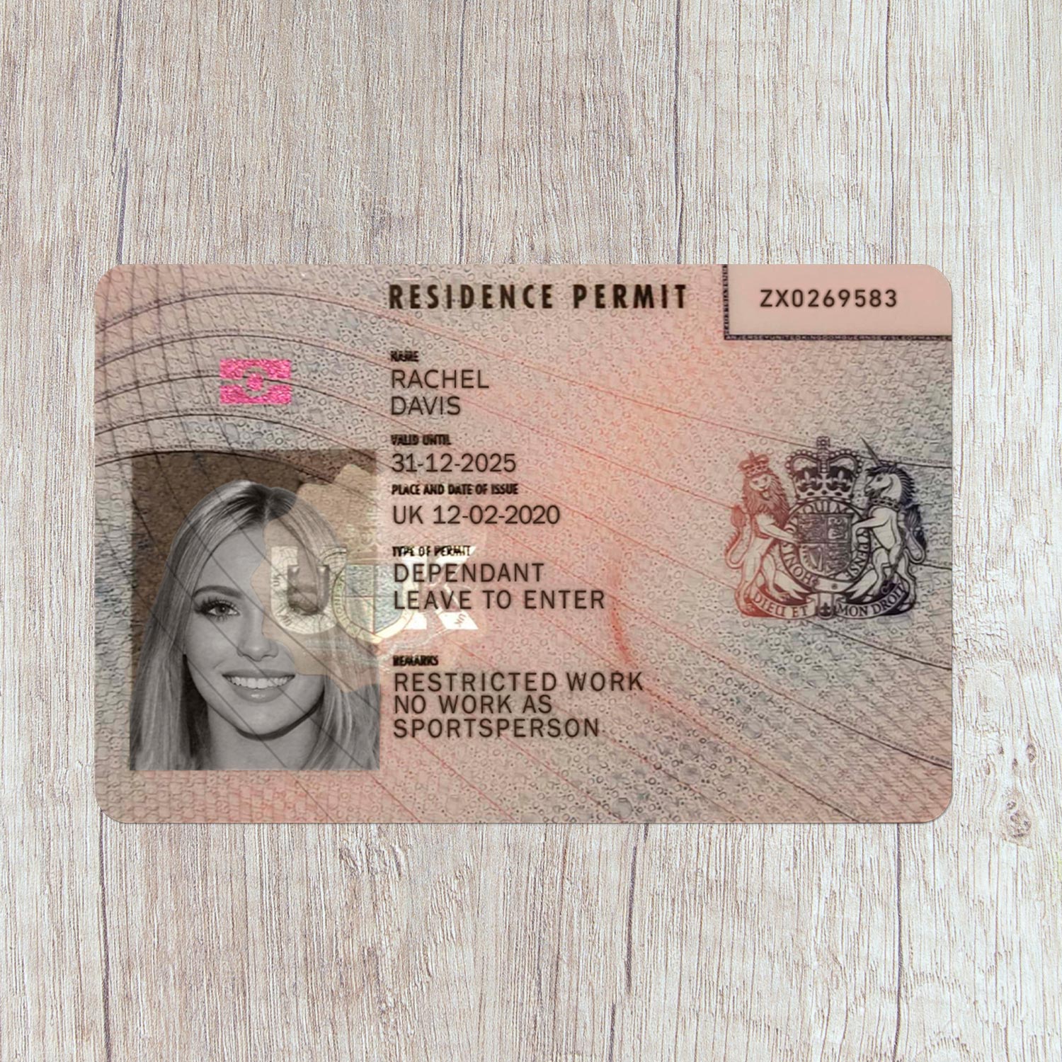 Editable UK Residence permit PSD Template | Clean Modern Design