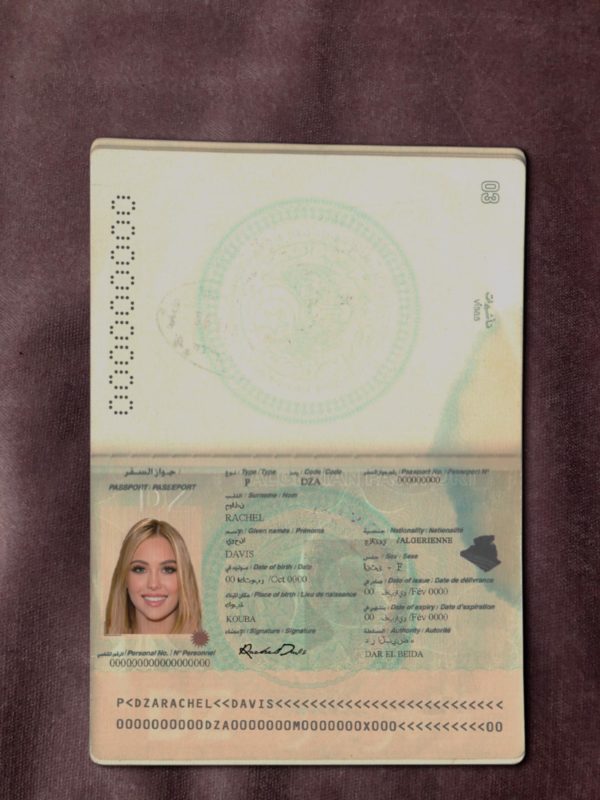 Realistic Algeria Passport Template | Editable Version