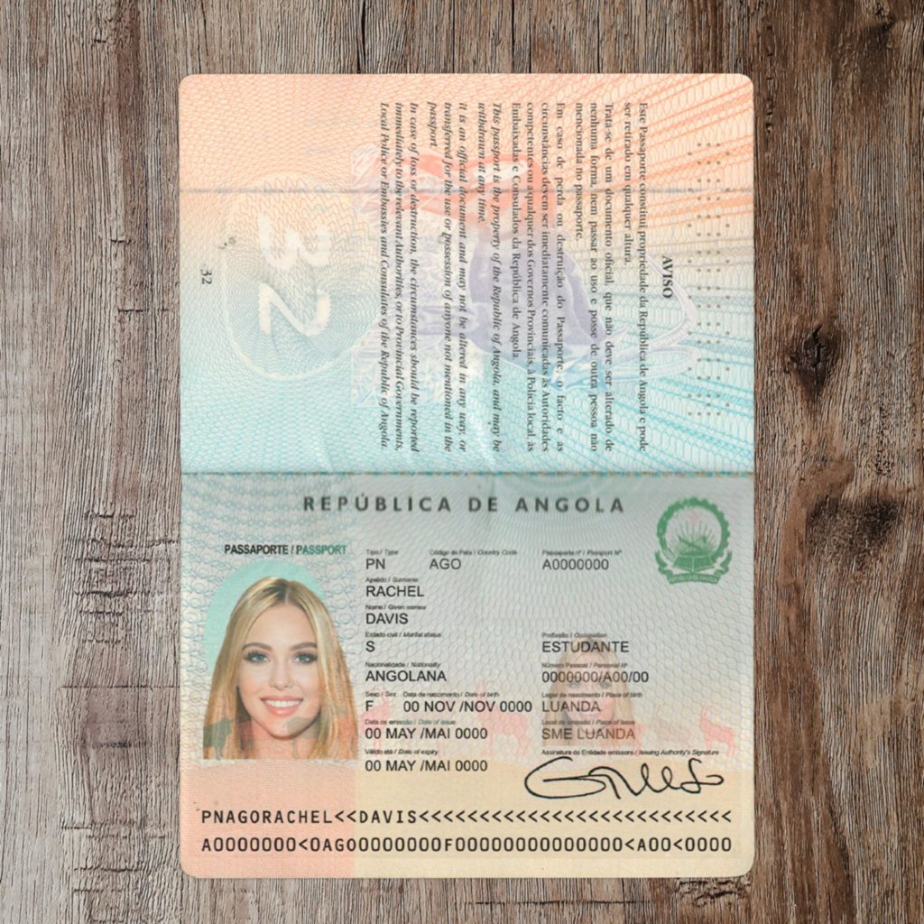 Editable Angola Passport Template | Layered Design
