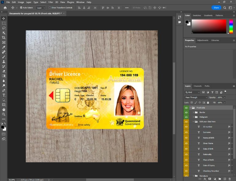 Australia Queensland DL Template – Editable Photoshop Version