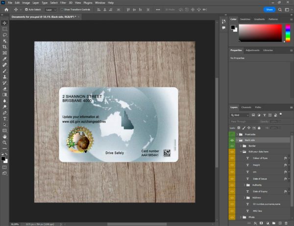 Australia Queensland DL Template – Editable Photoshop Version