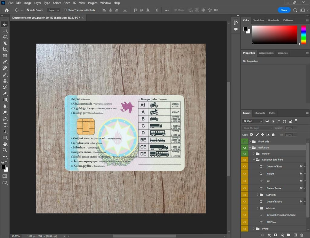 Download Editable Azerbaijan Driver License Template PSD