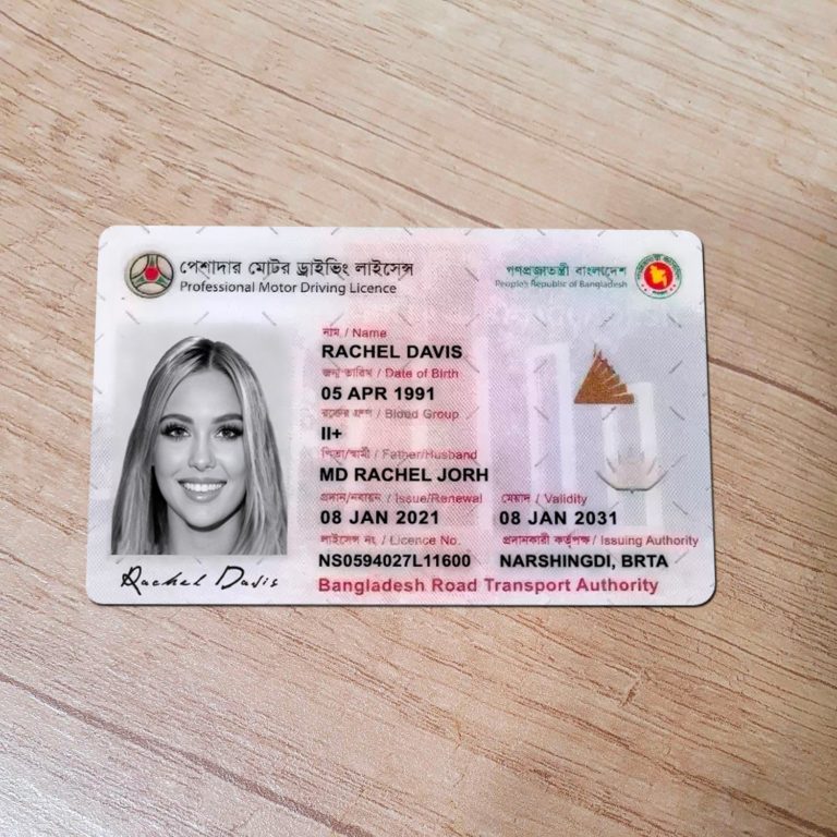 Bangladesh Driver License Template – Editable & Printable