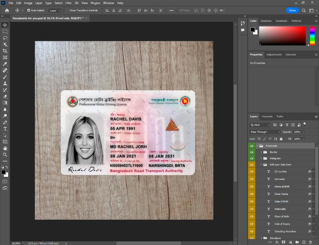Bangladesh Driver License Template – Editable & Printable