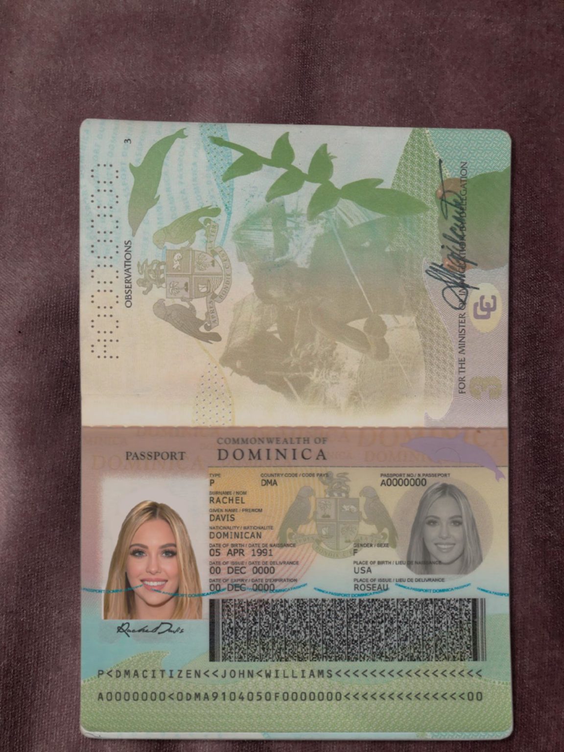 Editable Dominica Passport | Realistic PSD Mock-Up