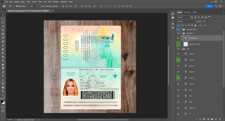 Editable Blank Honduras Passport | Download PSD File