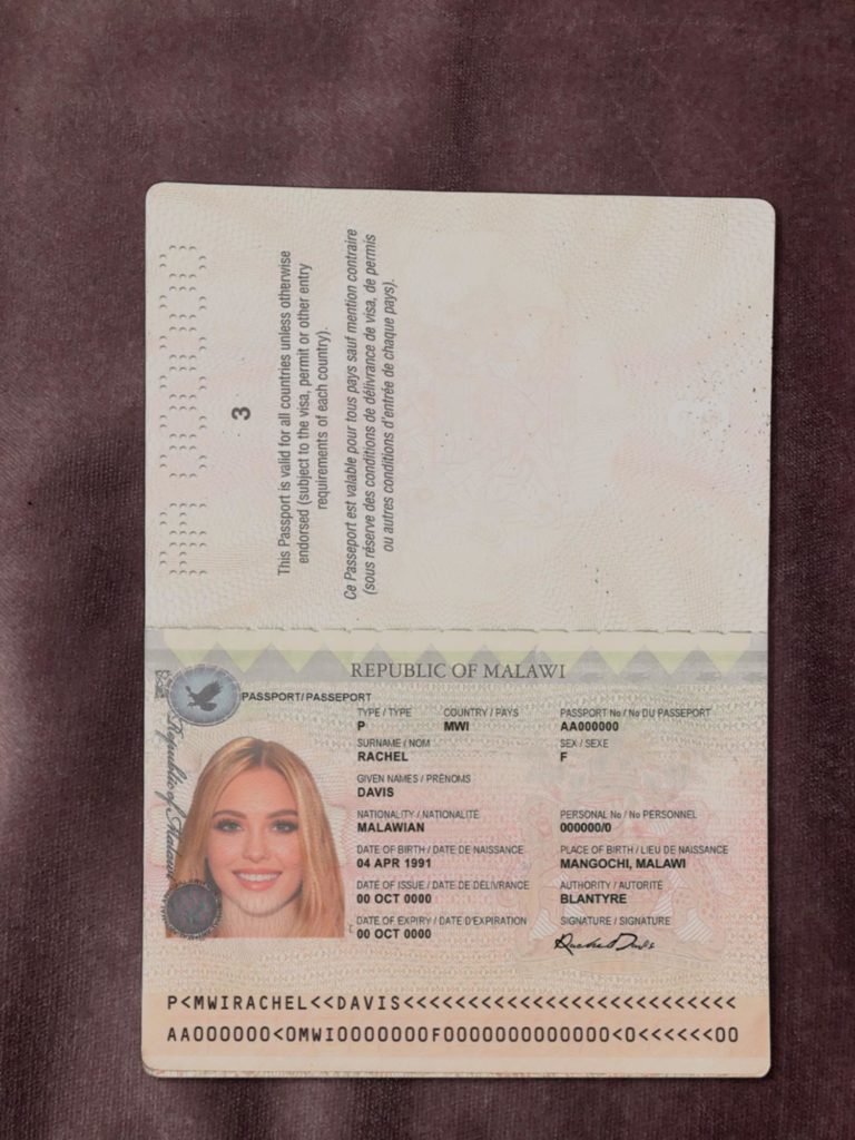 Malawi Editable Passport Template | PSD + JPEG Combo