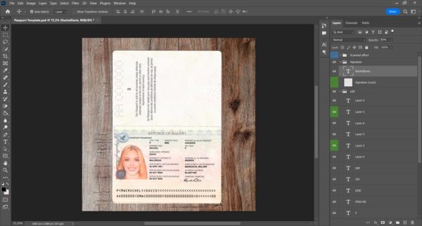 Malawi Editable Passport Template | PSD + JPEG Combo