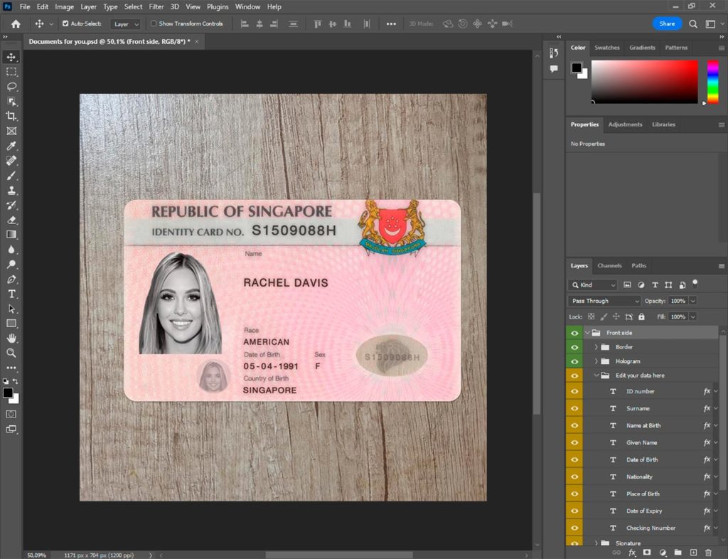 Editable Singapore ID Card Template | PSD & JPEG Download