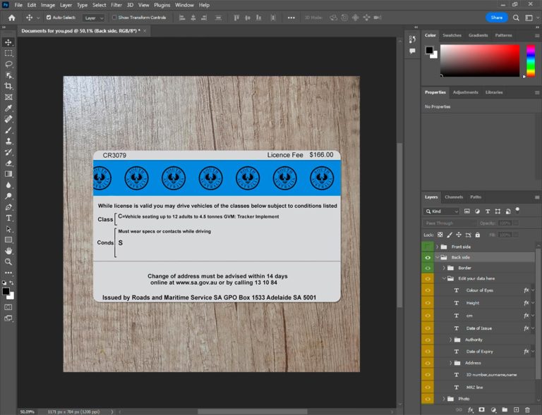 Editable South Australia Driver License PSD – Ready to Print