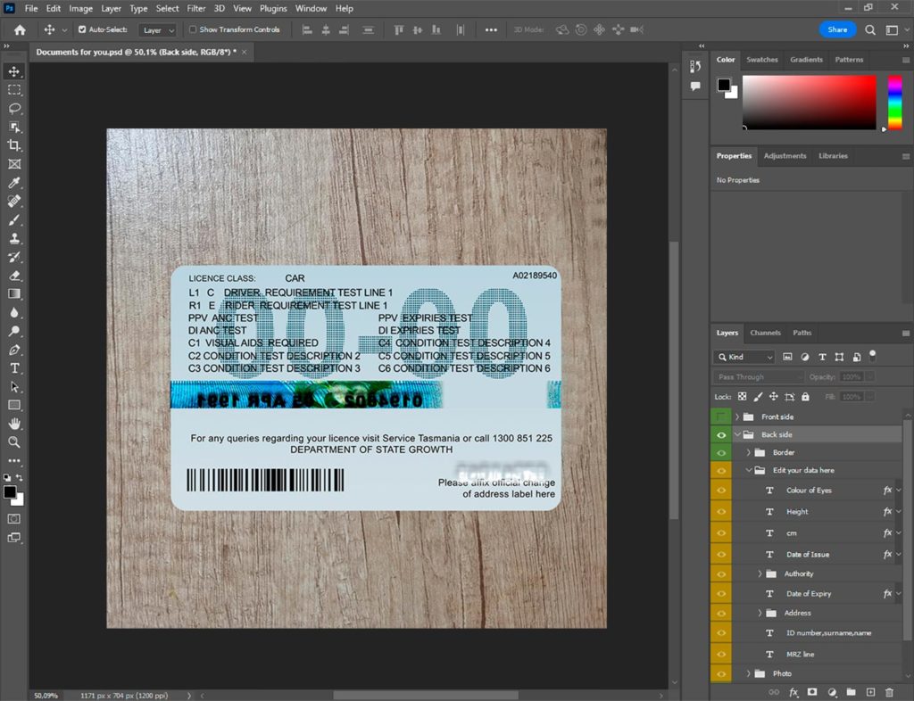Editable Australia Tasmania Driver License Template | Digital Mock